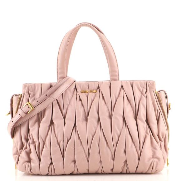 Miu Miu | Bags | Miu Miu Side Zip Convertible Tote Matelasse Leather Medium Pink | Poshmark